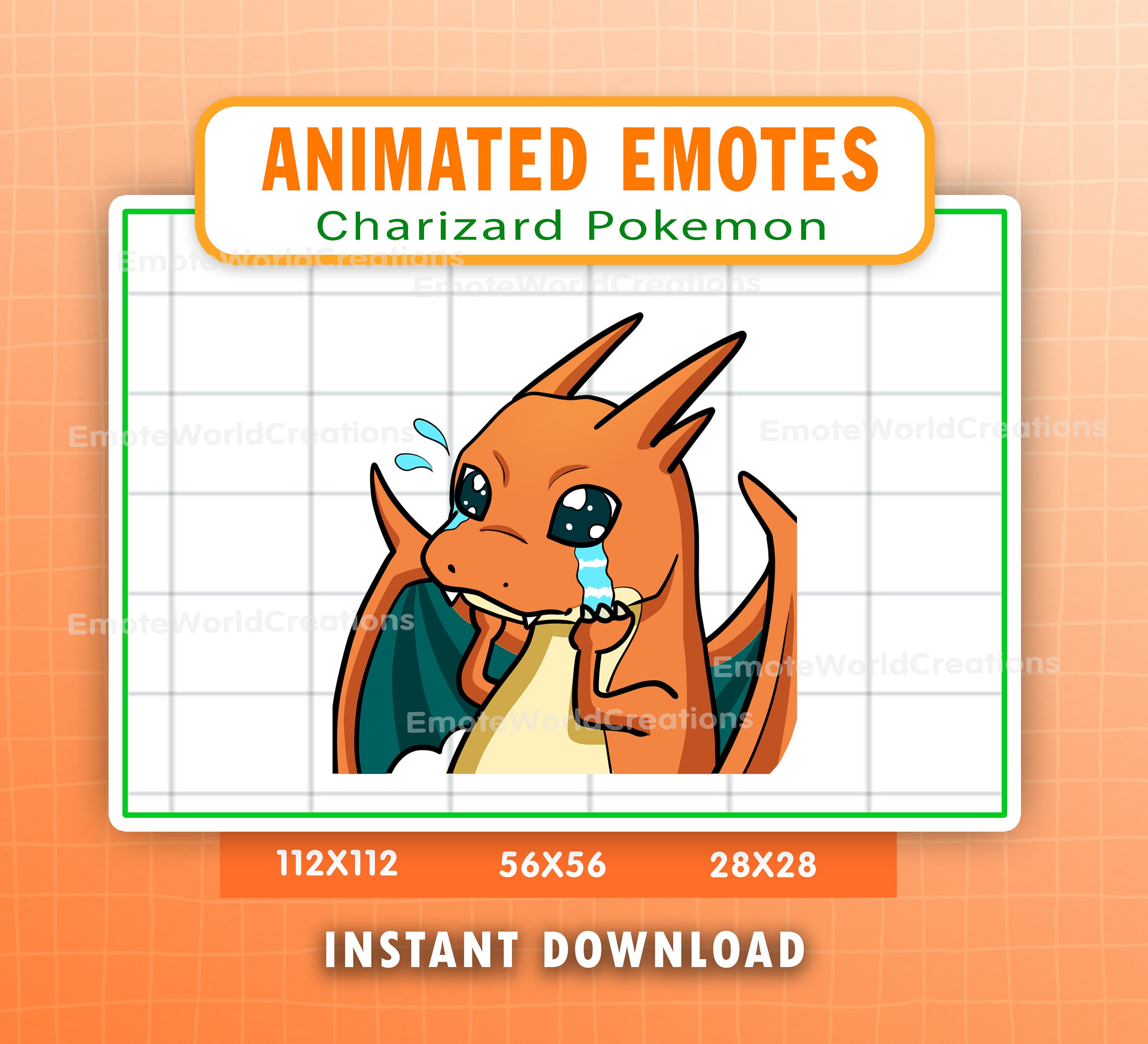 Animated Charizard Pokemon Emote for Twitch or Discord Streamers, Animated Cry Charizard Emoji ...