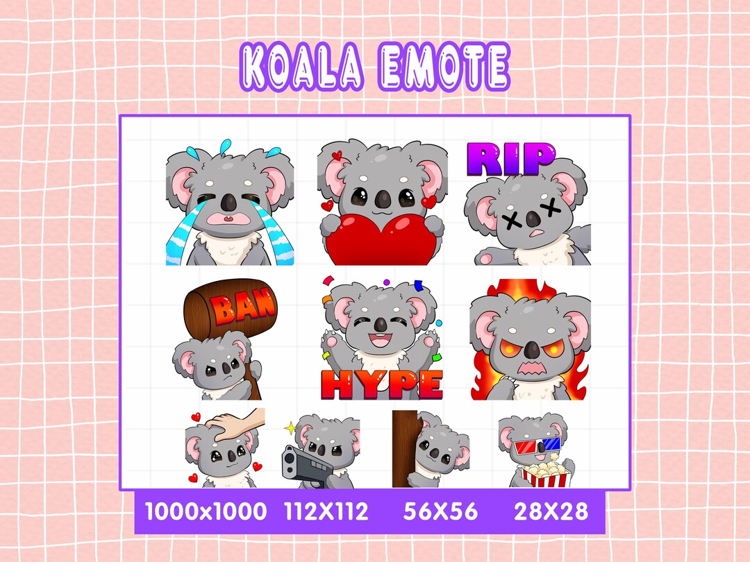 Cute Koala Emotes for Twitch or Discord Streamers, 10 Koala Emoji Pack ...