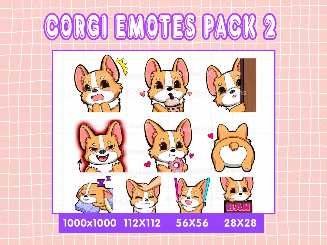 Cute Corgi Dog Emotes for Twitch or Discord Streamers, Dog Emoji Bundle ...