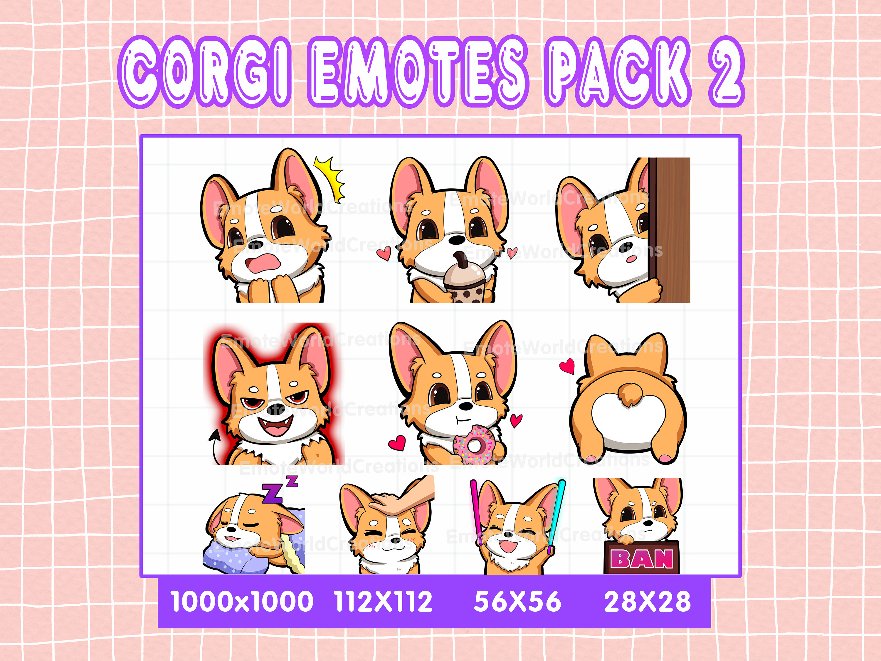 Cute Corgi Dog Emotes for Twitch or Discord Streamers Dog - Etsy