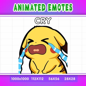Animated Pikachu Emotes for Twitch or Discord Streamers, Animated Cry ...