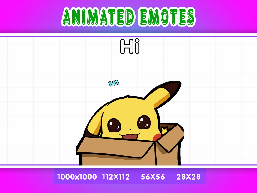 Animated Pikachu Emotes for Twitch or Discord Streamers, Animated Hi ...