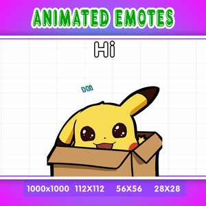 Animated Pikachu Emotes for Twitch or Discord Streamers, Animated Hi ...