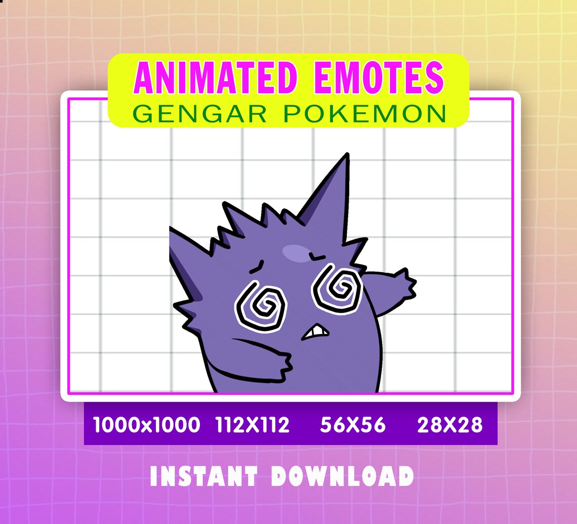 Gengar Animated Emotes for Twitch or Discord Streamers, Animated Rip ...