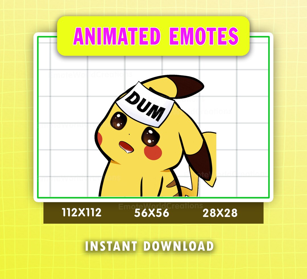 Animated Pikachu Emote for Twitch or Discord Streamers, Dum Animated ...
