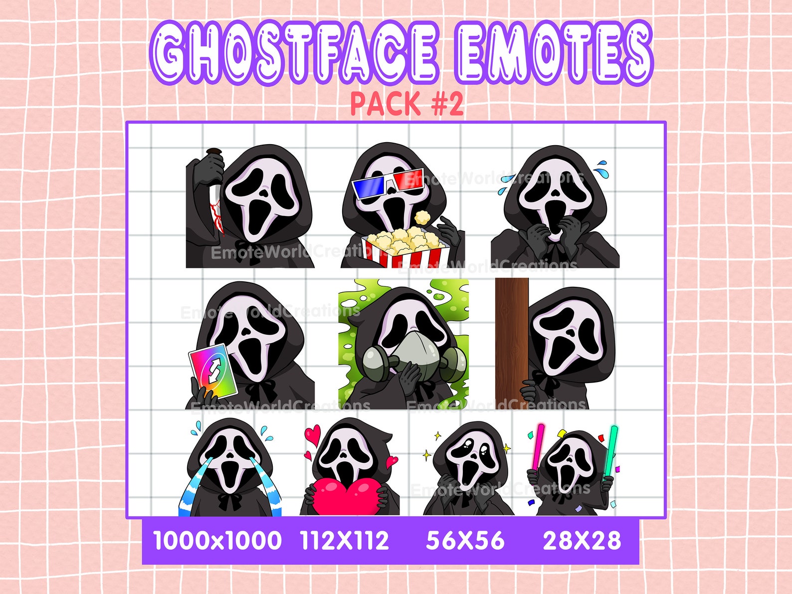 Ghostface Emotes for Twitch or Discord Streamers, 10 Ghotface Emoji ...