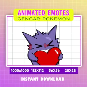 Gengar Animated Emotes for Twitch or Discord Streamers, Animated Love ...