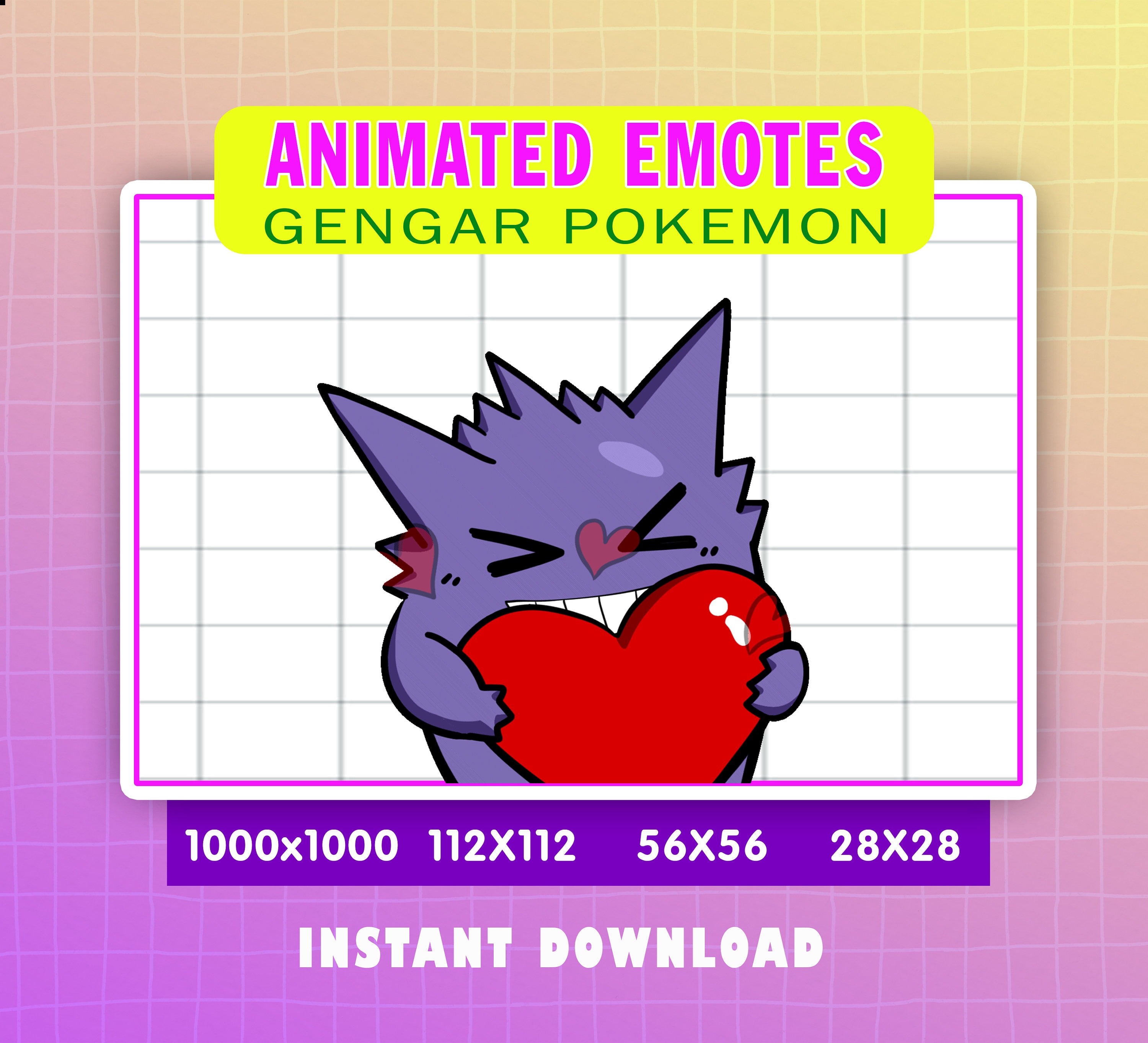Gengar Animated Emotes for Twitch or Discord Streamers, Animated Love ...