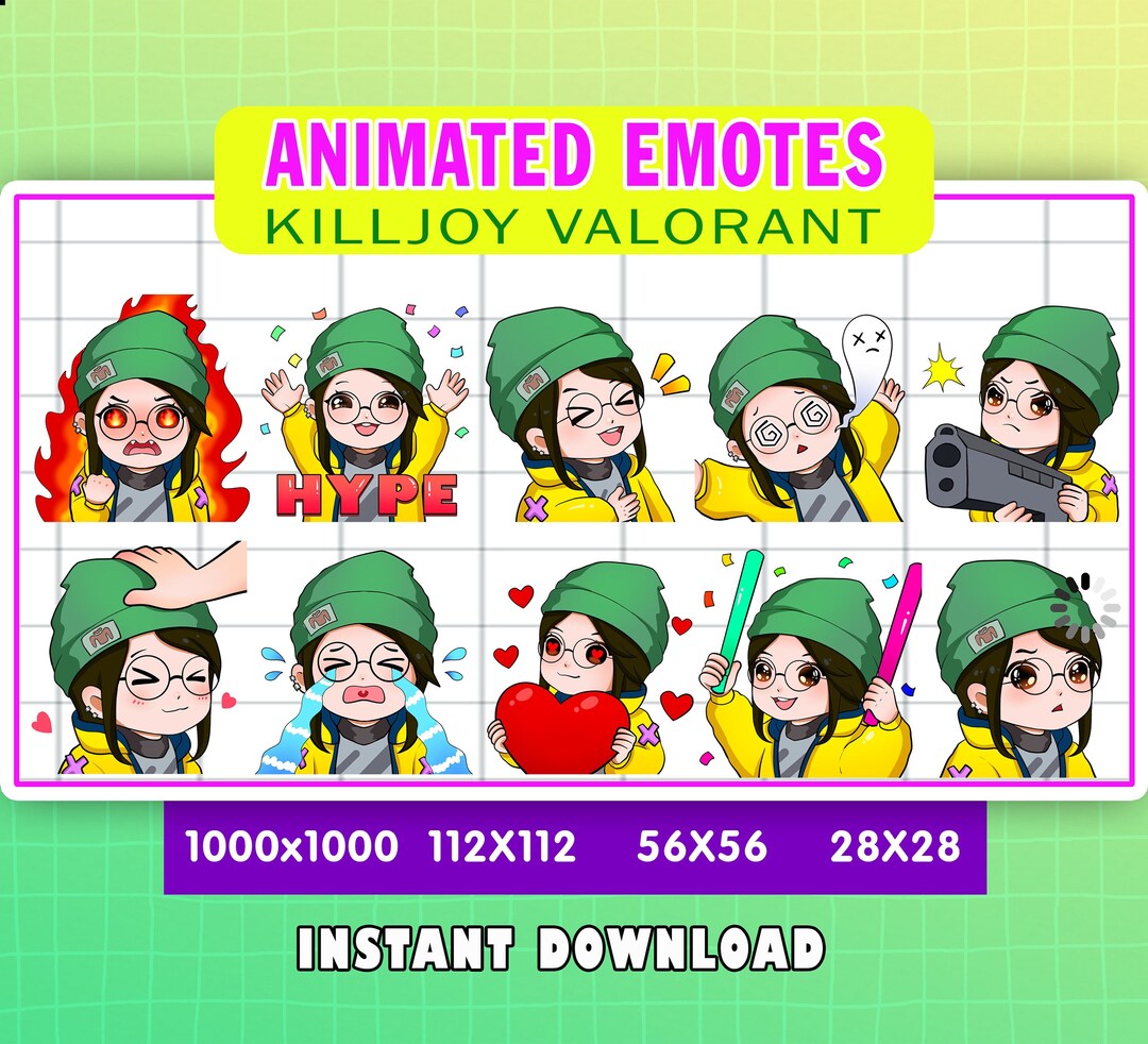 ANIMATED Killjoy Valorant Emotes for Twitch or Discord Streamers, 10 ...