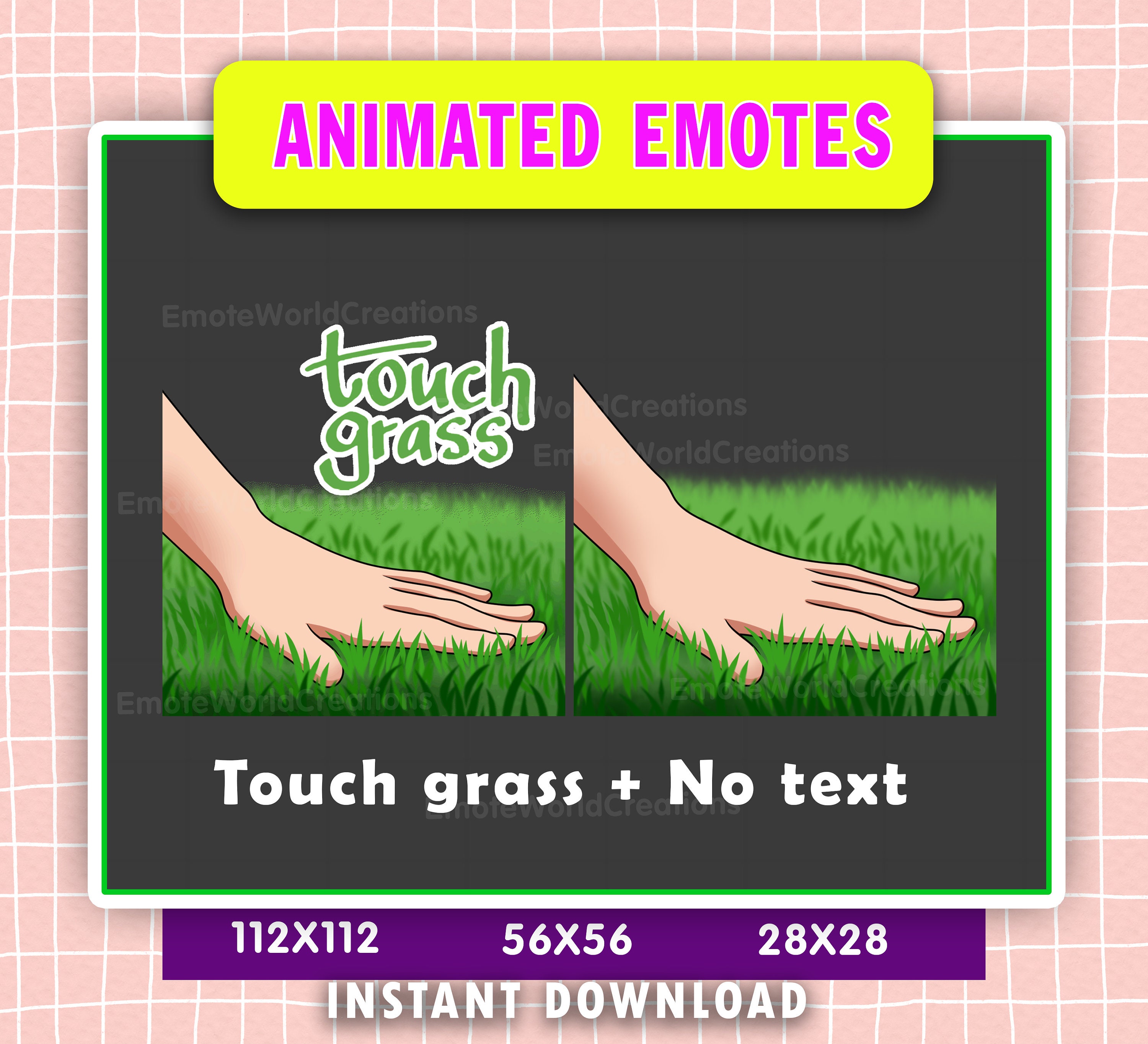 ANIMATED + STATIC Touch Grass Emote Twitch, Touch Grass Meme Emote ...
