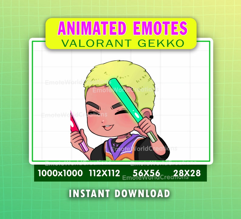 ANIMATED Gekko Valorant Emote for Twitch or Discord Streamers, Valorant ...