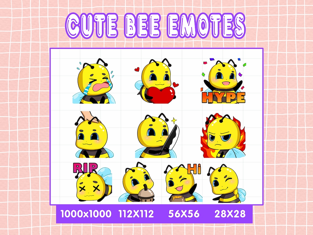 Cute Bee Emotes for Twitch or Discord Streamers, 10 Bee Emoji Pack, Bee ...