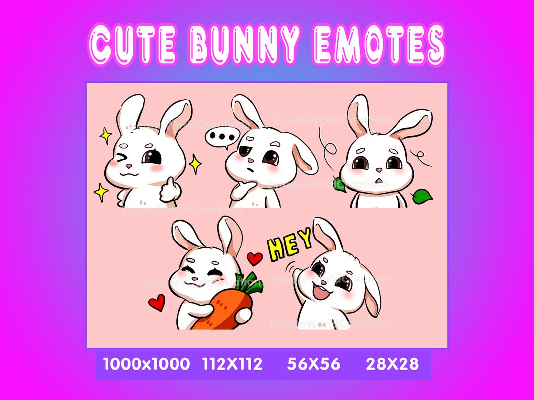 Twitch Emote Pack - 5 Cute Bunny Emotes for Twitch or Discord Streamers ...