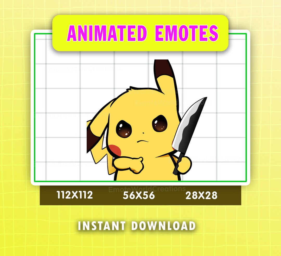 Animated Pikachu Emote for Twitch or Discord Streamers, Knife Animated ...