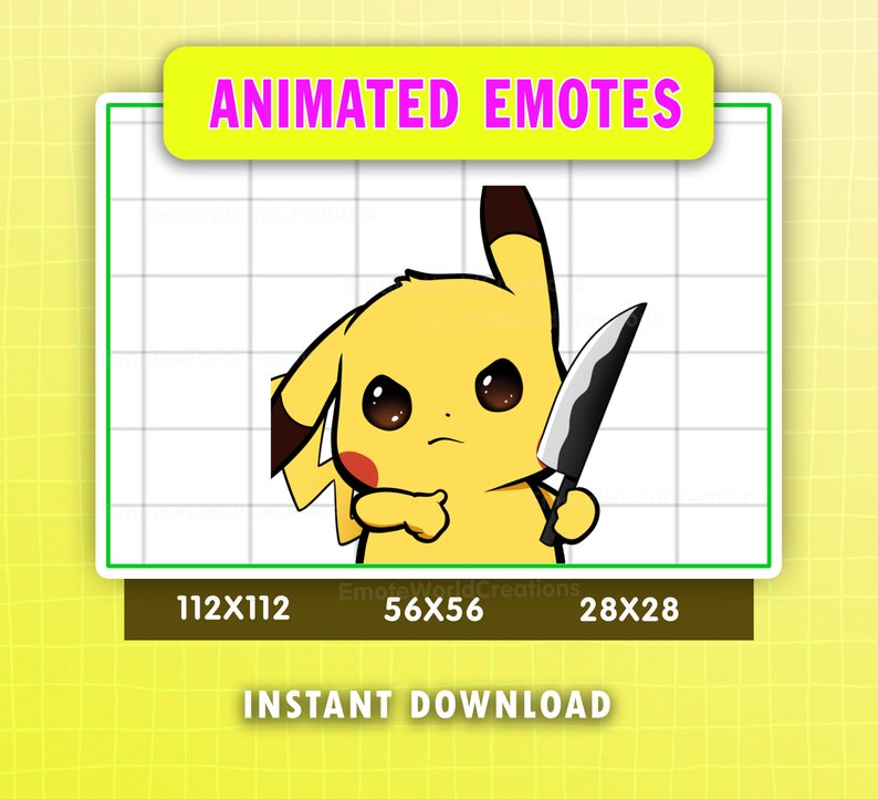 Animated Pikachu Emote for Twitch or Discord Streamers, Knife Animated ...