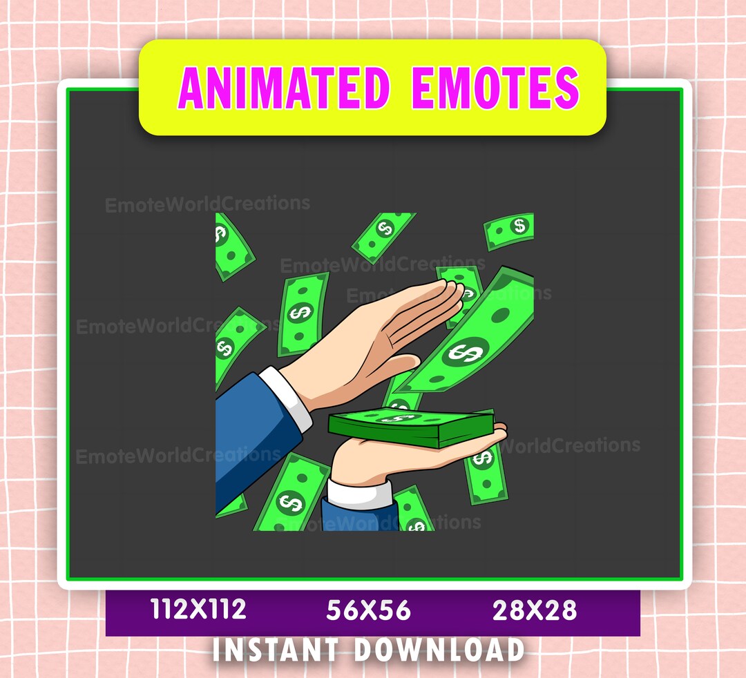 ANIMATED + STATIC Money Hand Emote Twitch, Money Donate Emote, Donation ...
