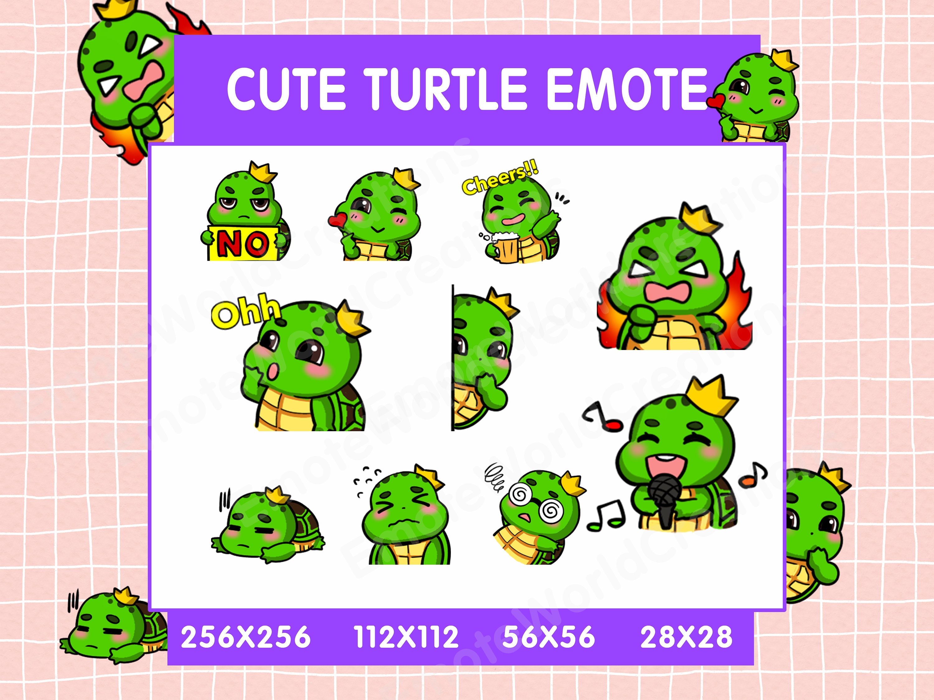 Twitch Emotes Pack/ Cute Tortoise Emotes, Animal Emotes Pack for Twitch ...