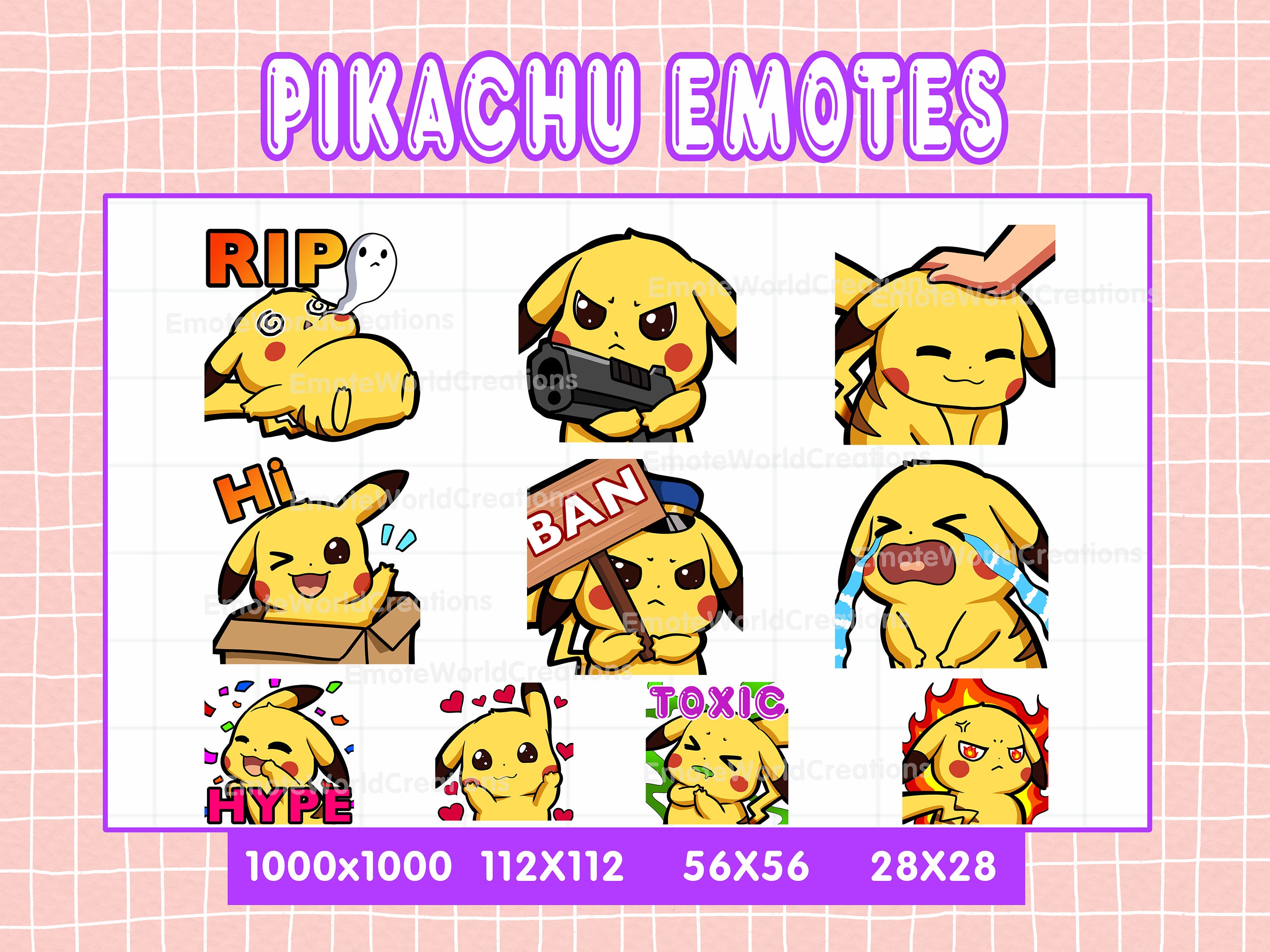 Cute Pikachu Emotes For Twitch Or Discord Streamers Pikachu Emoji Pack