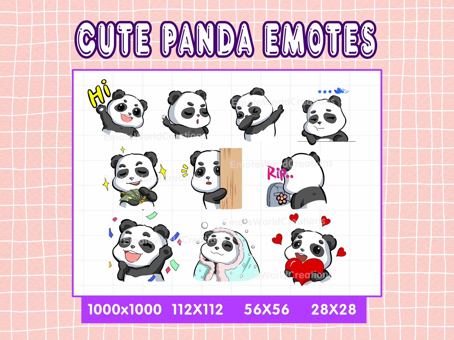 Cute Panda Emotes for Twitch or Discord Streamers, Panda Emoji Bundle ...