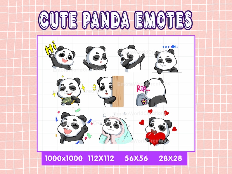 Cute Panda Emotes For Twitch Or Discord Streamers Panda Emoji Bundle