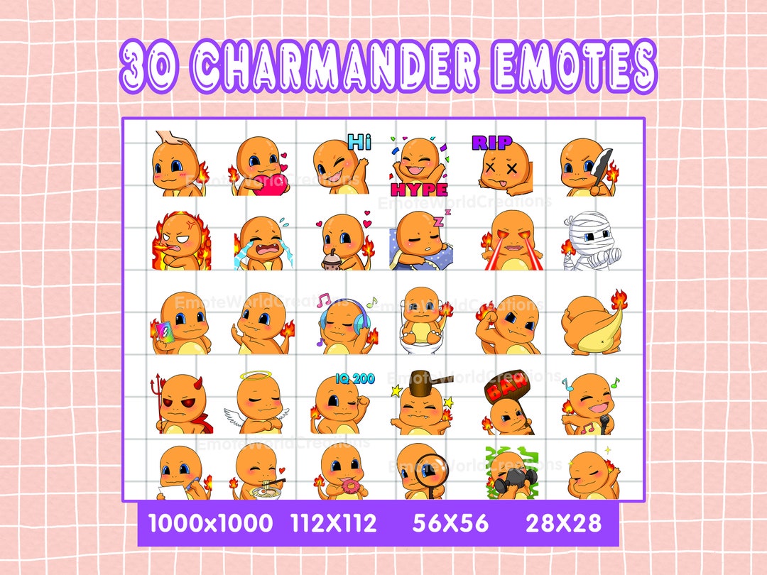 30 Charmander Emotes for Twitch or Discord Streamers, Charmander Emoji ...