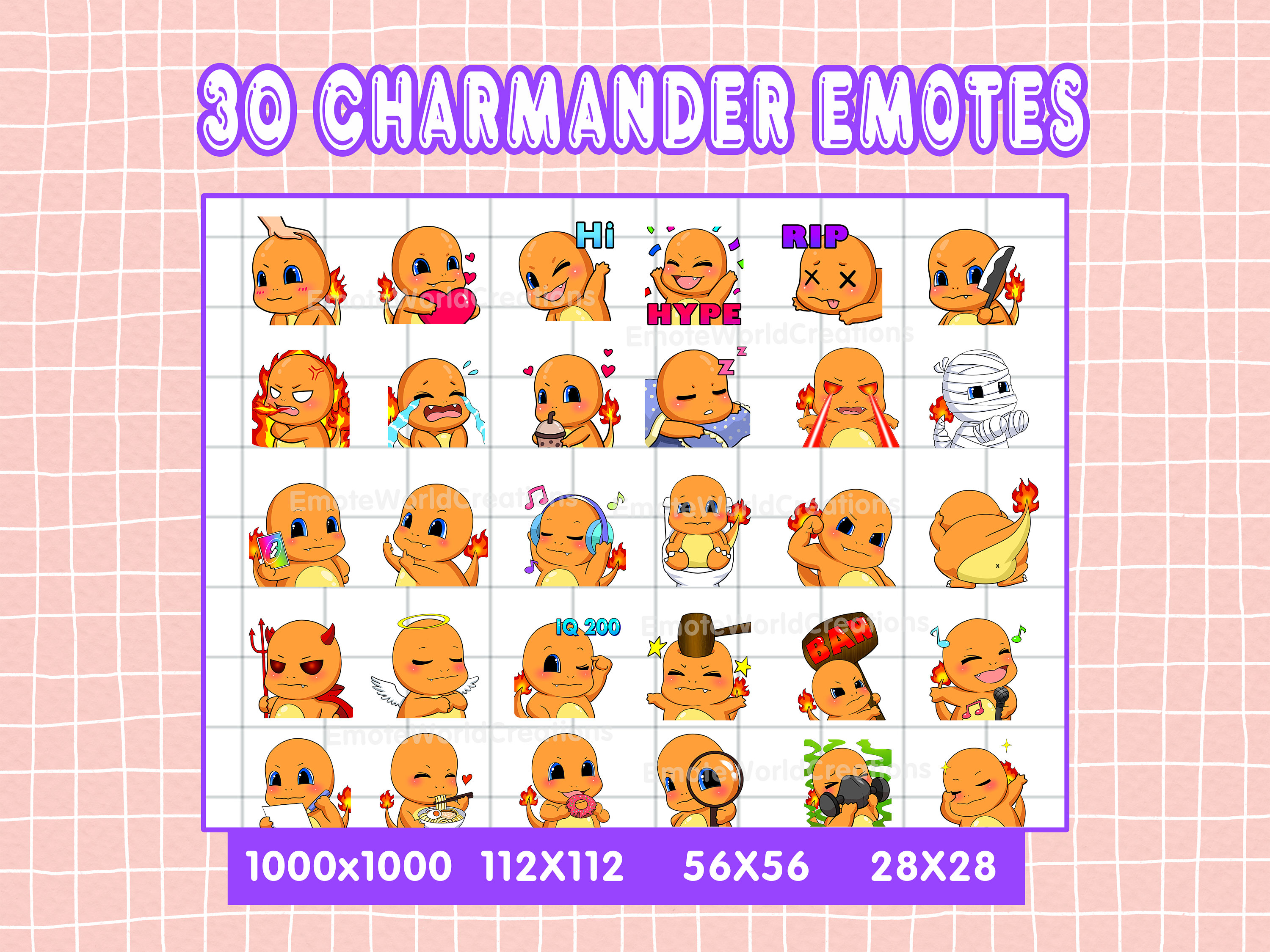 30 Charmander Emotes for Twitch or Discord Streamers, Charmander Emoji ...