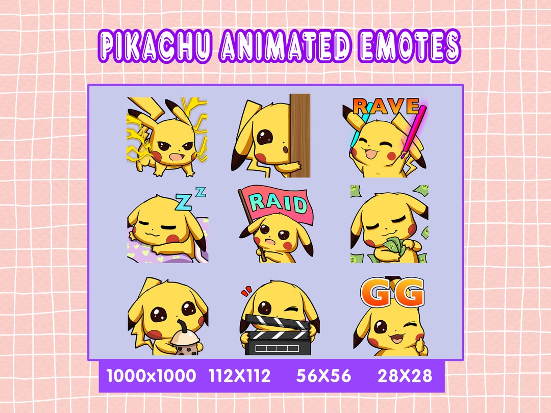 Animated Pikachu Emotes for Twitch or Discord Streamers, Animated ...