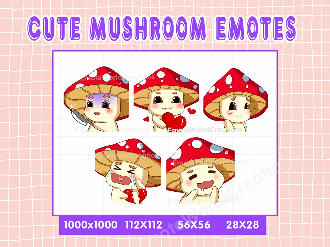 Twitch | Discord Emotes Pack/ 5 Cute Mushroom Emotes Pack #2, Toadstool ...