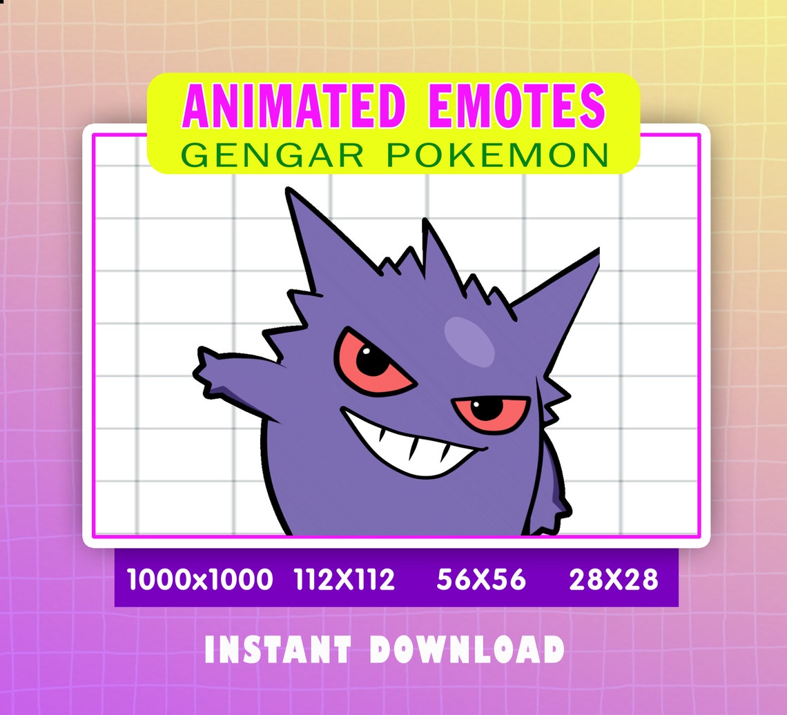 Gengar Animated Emotes for Twitch or Discord Streamers, Animated Hi ...