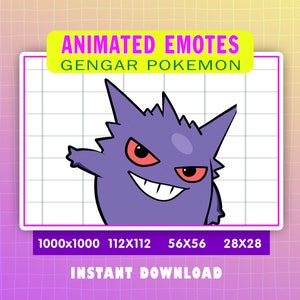 Gengar Animated Emotes for Twitch or Discord Streamers, Animated Hi ...