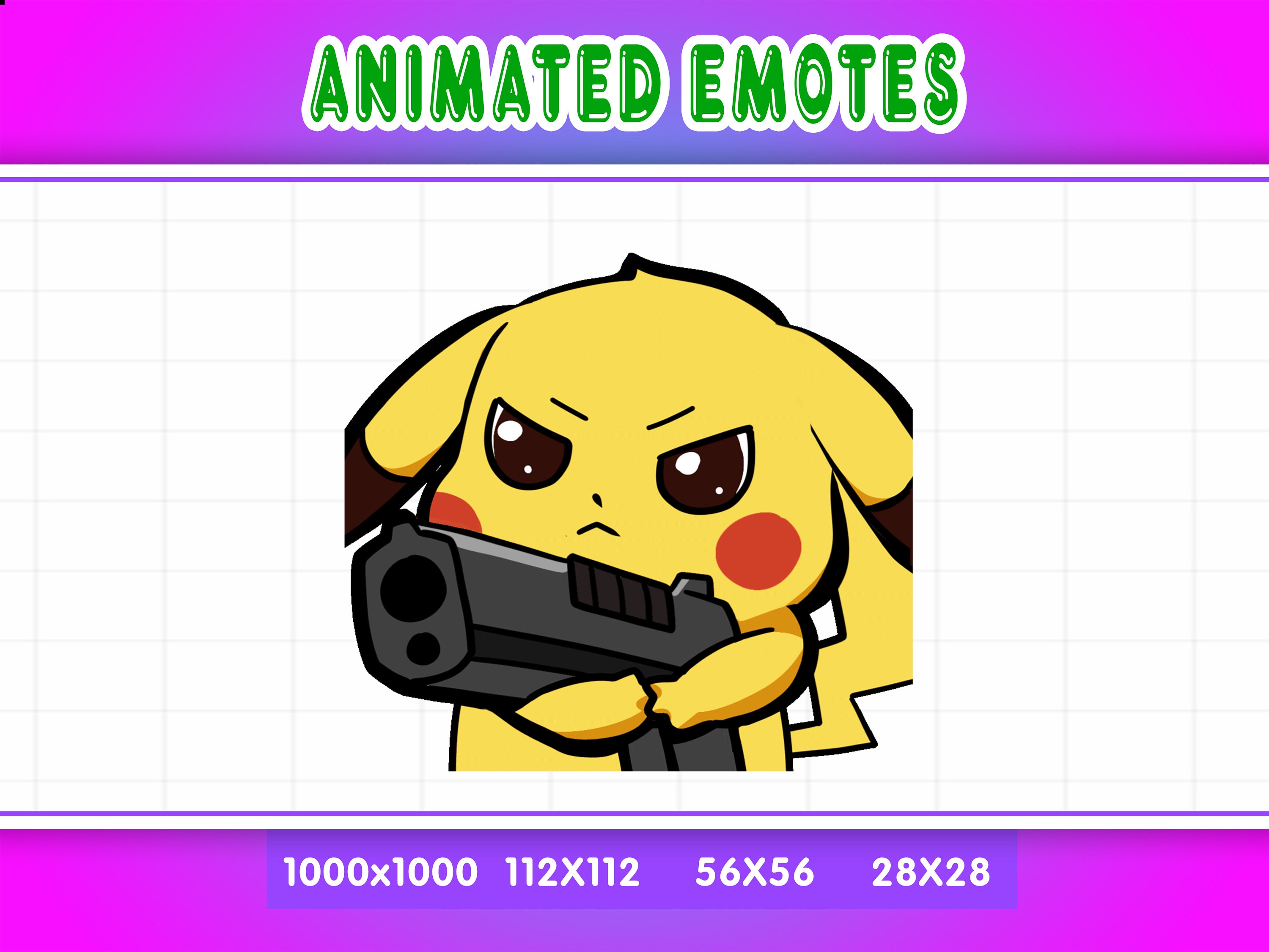Animated Pikachu Emotes for Twitch or Discord Streamers, Animated Fire ...