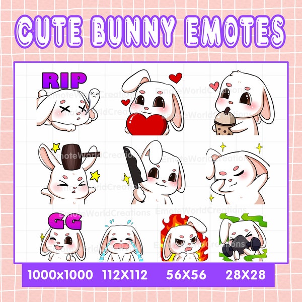 Cute Bunny Emote - Etsy