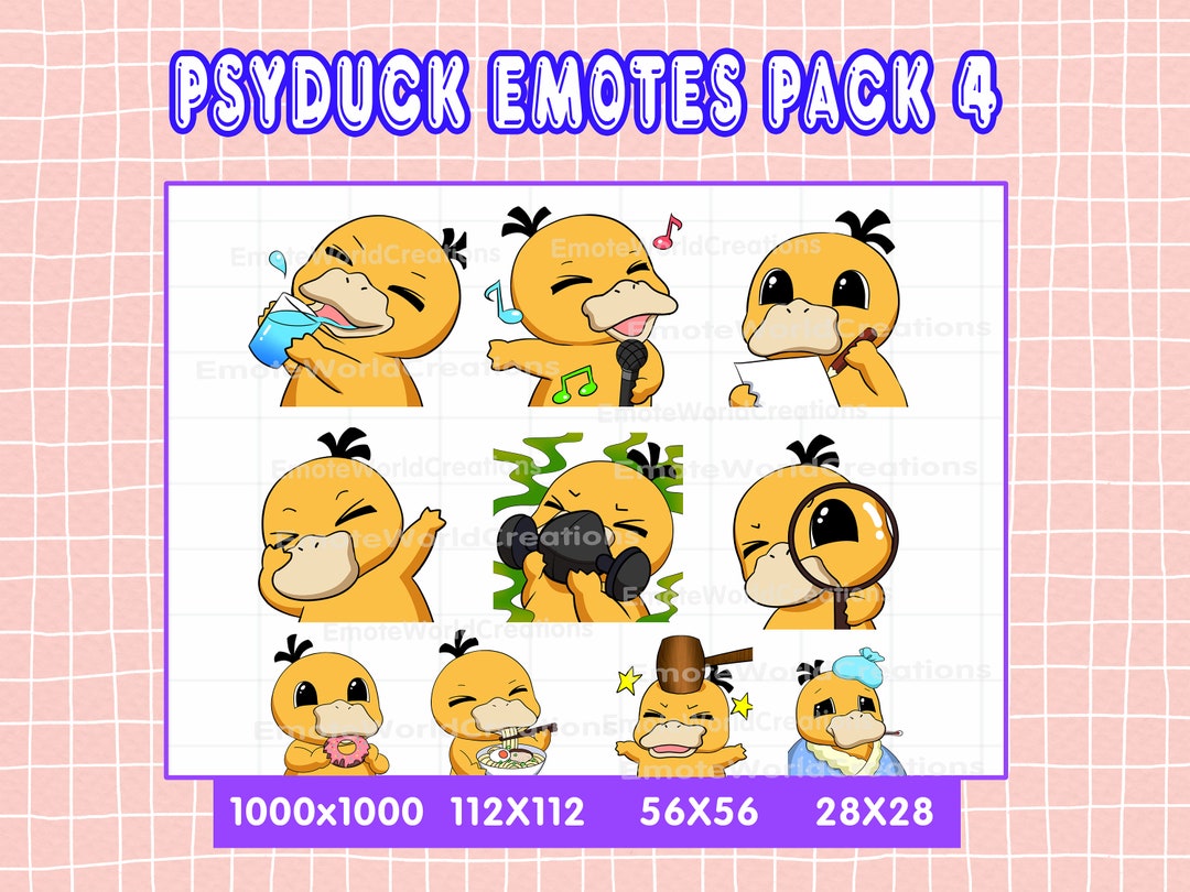 Cute Psyduck Emotes for Twitch or Discord Streamers, 10 Psyduck Emoji ...