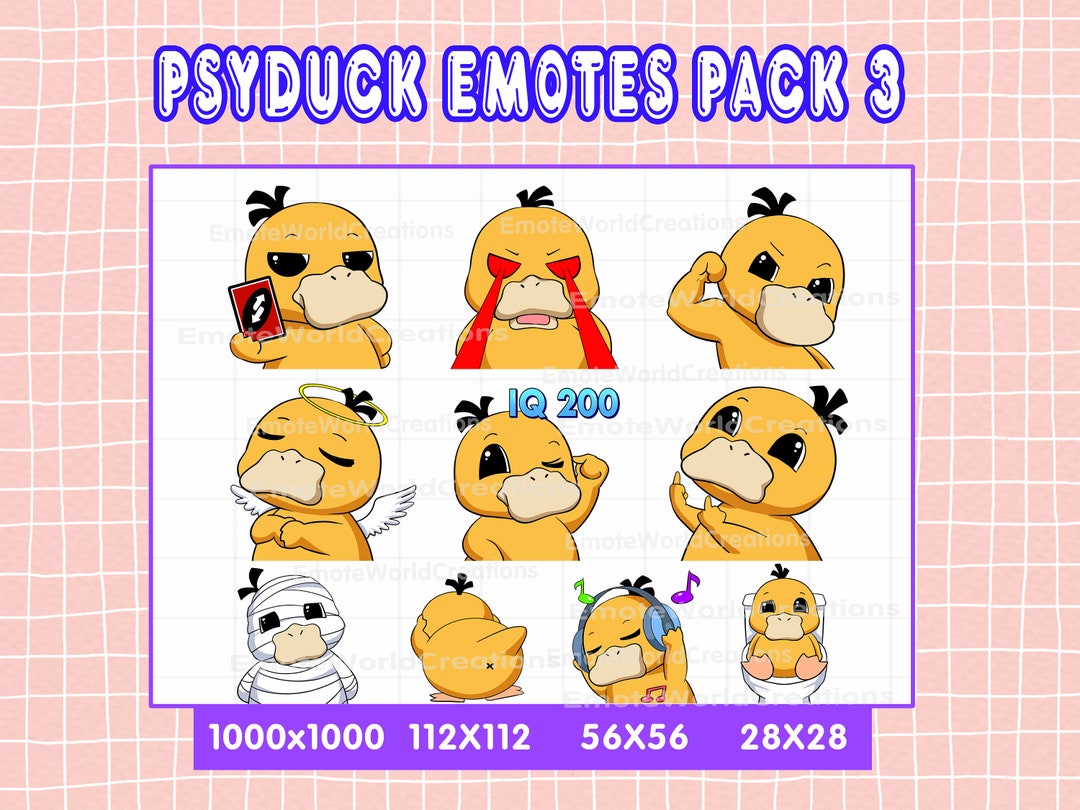 Cute Psyduck Emotes for Twitch or Discord Streamers, 10 Psyduck Emoji ...