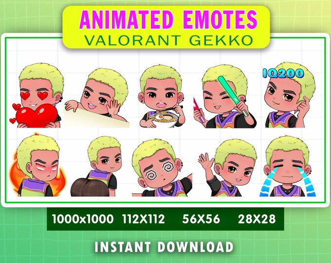 ANIMATED Gekko Valorant Emote for Twitch or Discord Streamers, Valorant ...