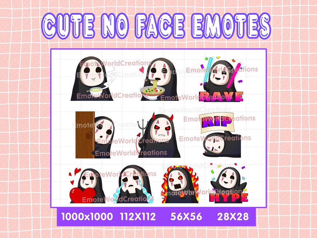 Cute No Face Emotes for Twitch or Discord Streamers, Anime Emotes, No ...