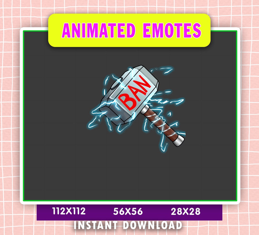 ANIMATED Ban Hammer Emote Twitch, Electric Ban Hammer Animated Emote ...