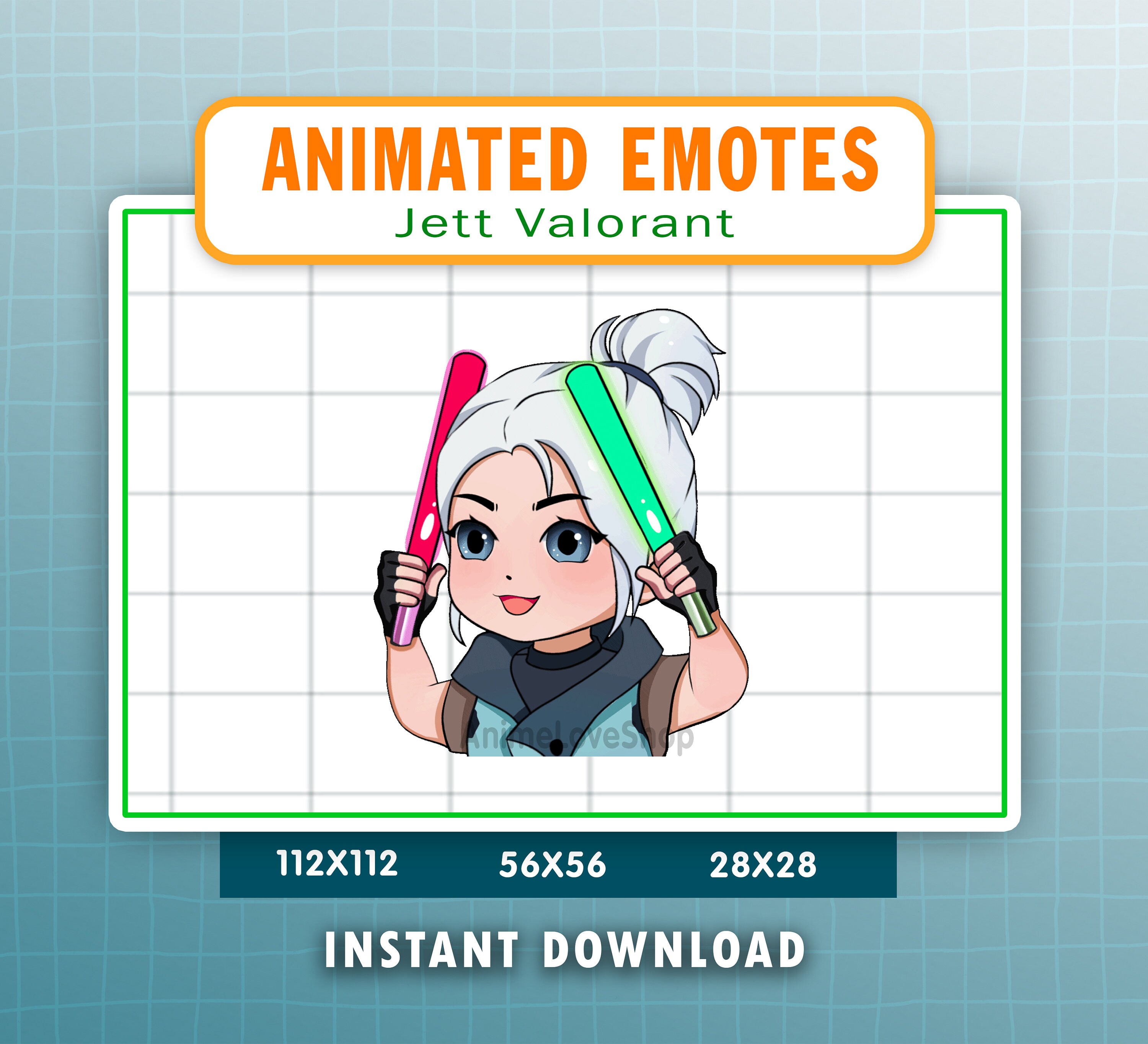 ANIMATED Jett Valorant Emote for Twitch or Discord Streamers, Valorant ...