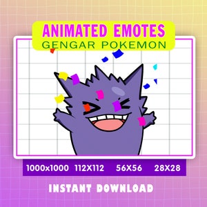 Gengar Animated Emotes for Twitch or Discord Streamers, Animated Hype ...