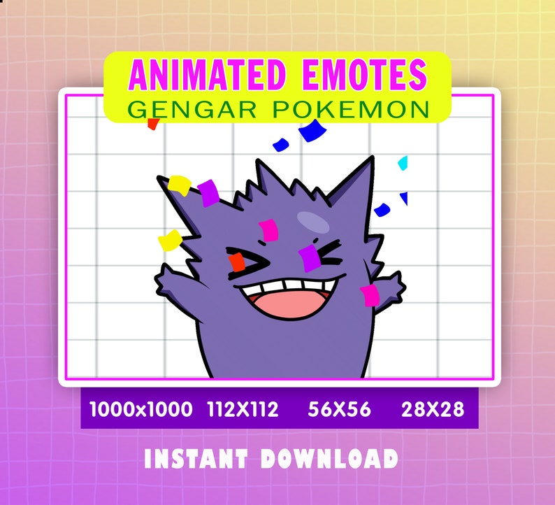 Gengar Animated Emotes for Twitch or Discord Streamers, Animated Hype ...