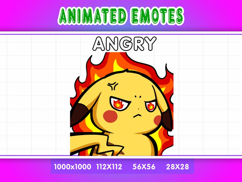 Animated Angry Pikachu Emotes for Twitch or Discord Streamers, Animated ...