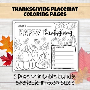 Thanksgiving/fall Bible Verse Set of 5 Placemat Coloring Pages, Sunday ...