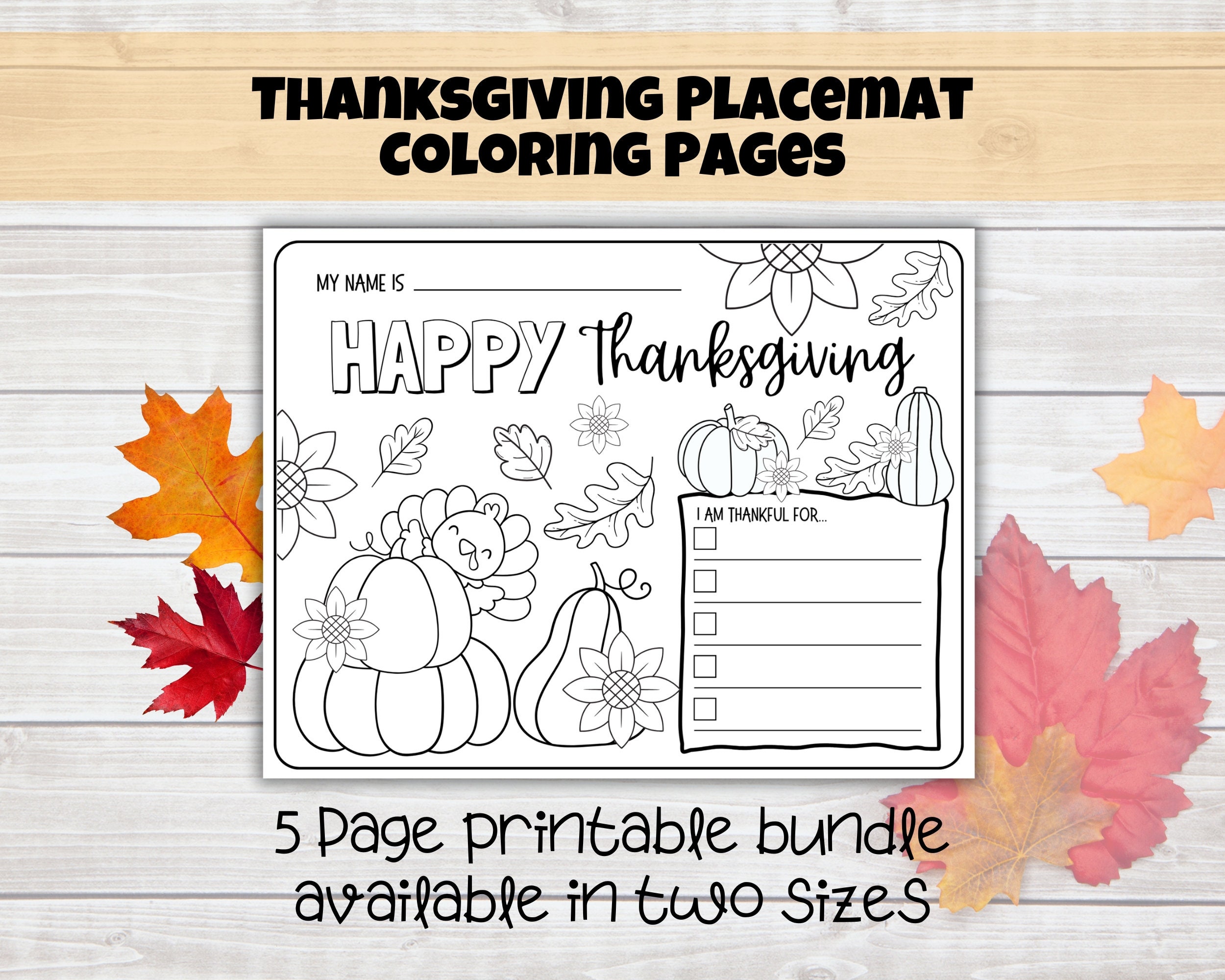 Thanksgiving/fall Bible Verse Set of 5 Placemat Coloring Pages, Sunday ...