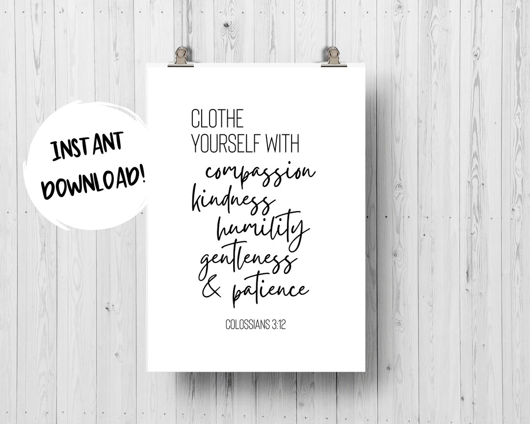 Clothe Yourself, Colossians 3:12,kids Printable Wall Art, Teen Decor ...