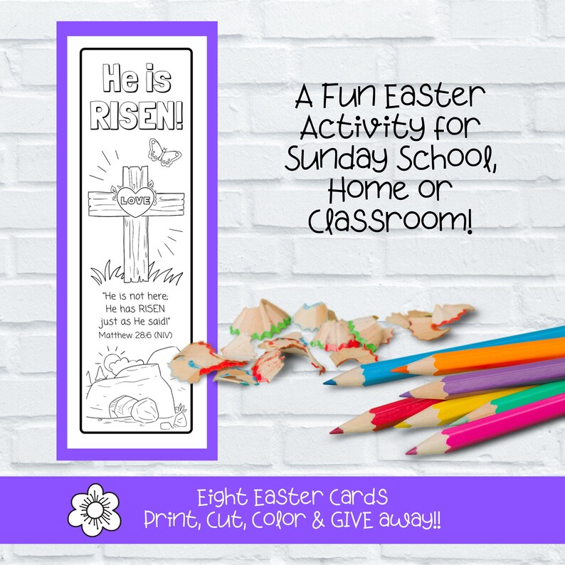 Easter Bible Themed Coloring Bookmarks for Kids, Palm Sunday Craft ...