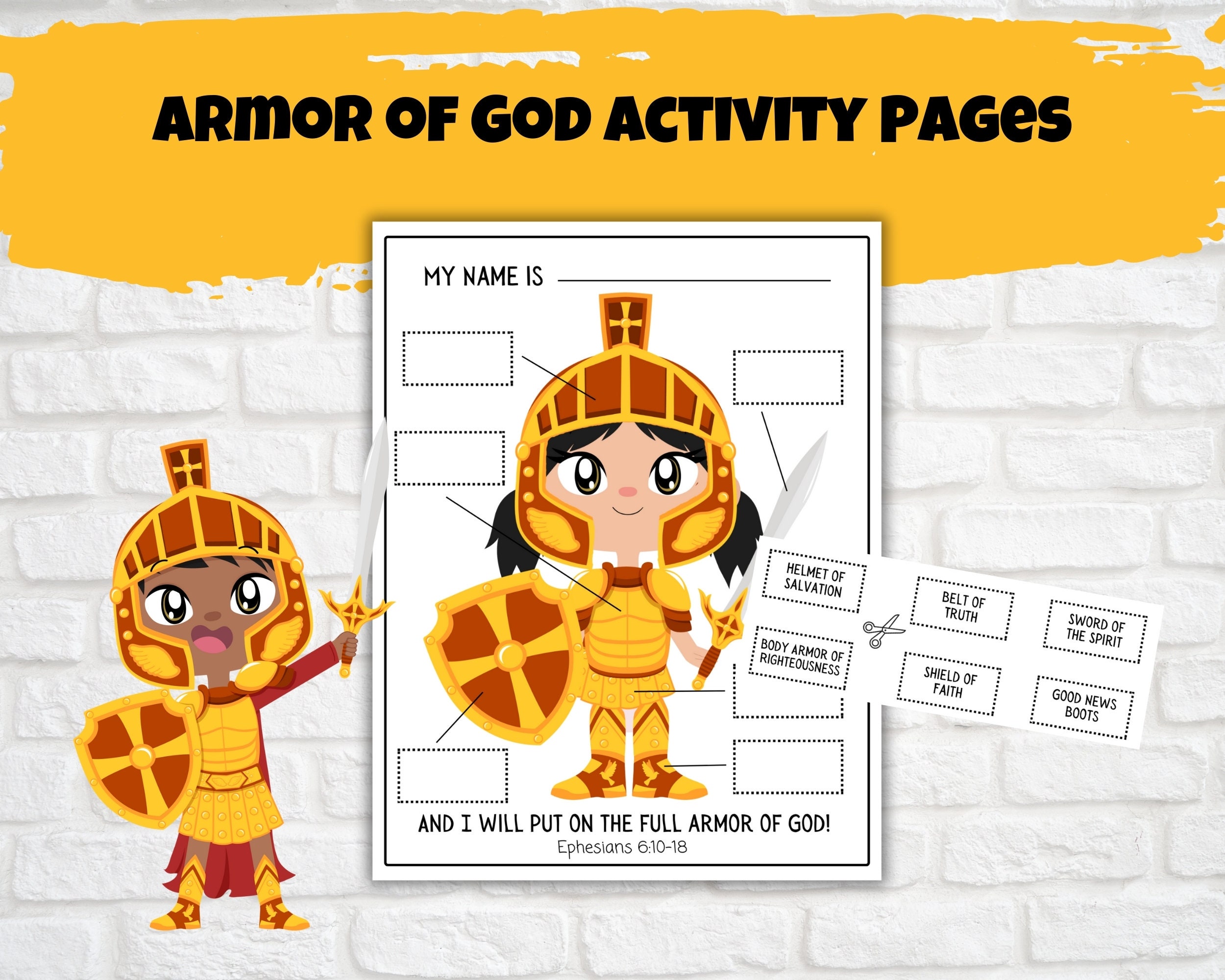 Kids Armor of God Activity Pages, Sunday School Activity, Kids Church ...