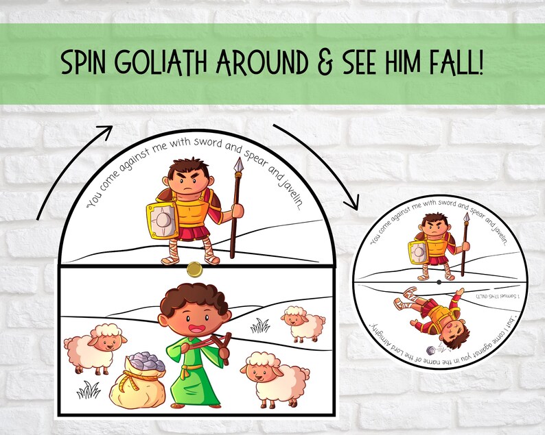 Kids Printable Story of David & Goliath Spinner Color Wheel, Sunday ...
