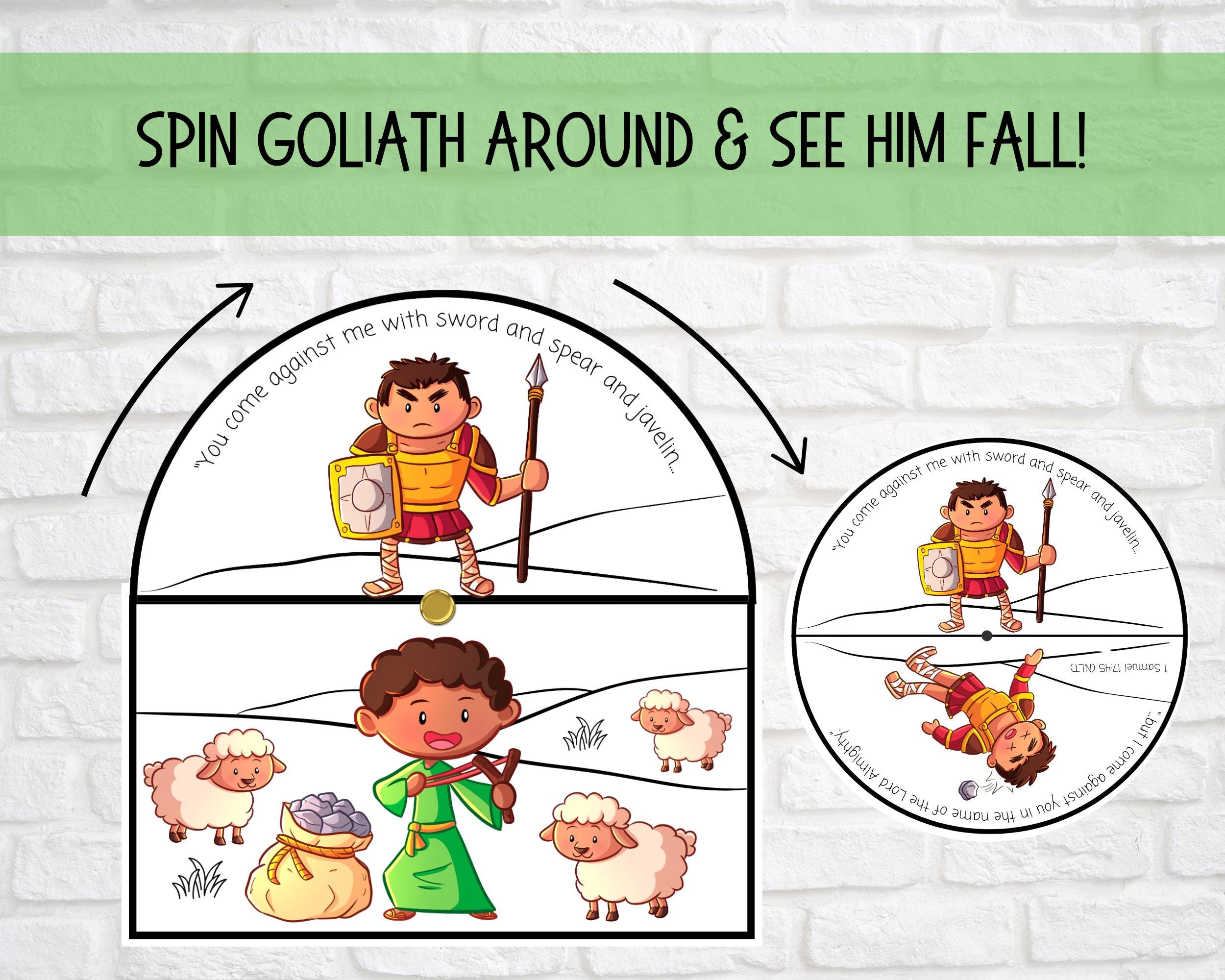 Kids Printable Story of David & Goliath Spinner Color Wheel, Sunday ...