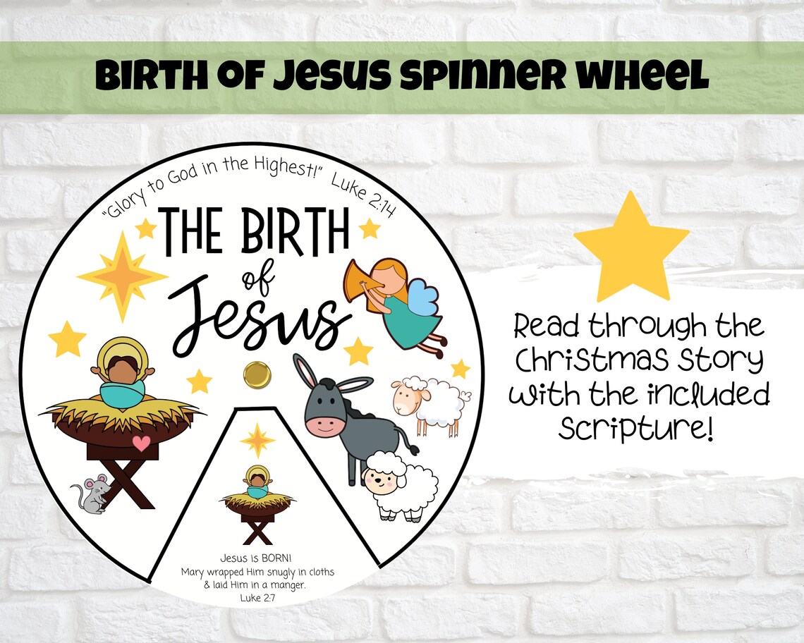 Kids Printable Birth of Jesus Spinner Color Wheel, Nativity Sunday ...