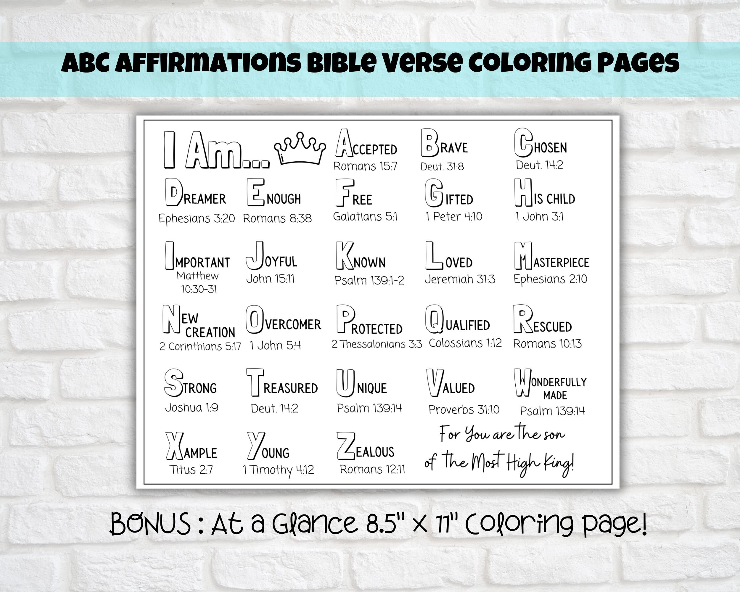 ABC Affirmations Bible Verse Identity in Christ Coloring Pages for BOYS ...